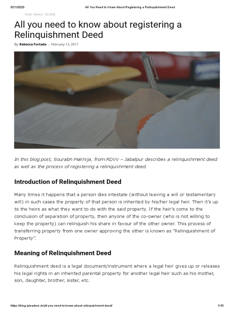 All You Need To Know About Registering A Relinquishment Deed | PDF ...