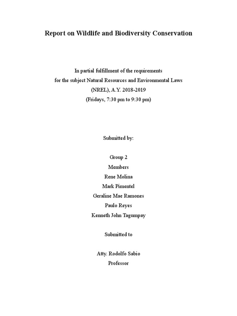Wildlife and Biodiversity Conservation Report | PDF | Biodiversity ...
