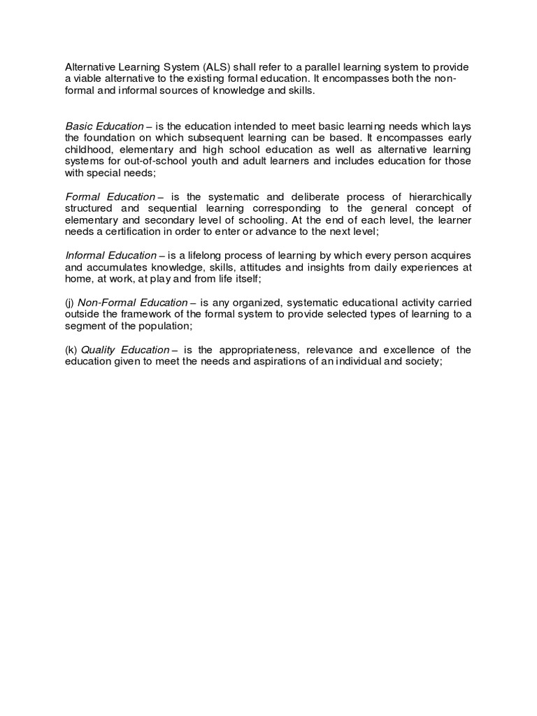 Understanding Alternative Learning Systems | PDF | Alternative ...