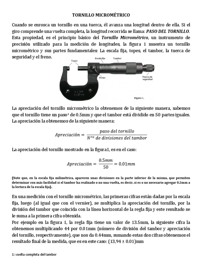 Tornillo Micrométrico PDF | PDF