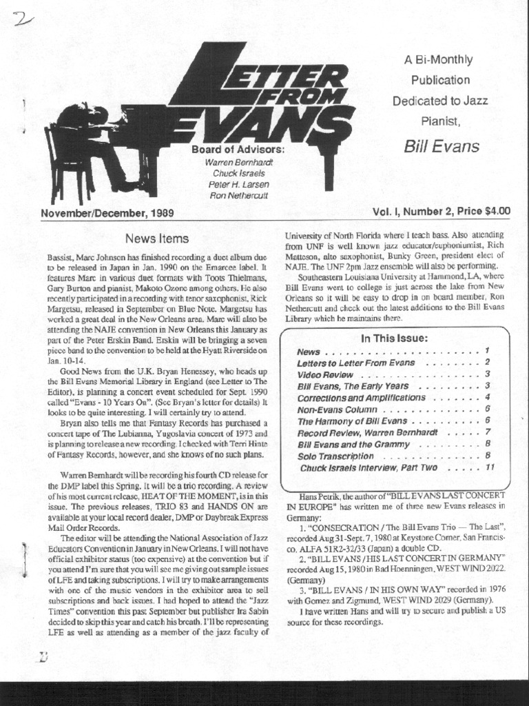 Letter From Evans, Vol 1, No. 2 | PDF