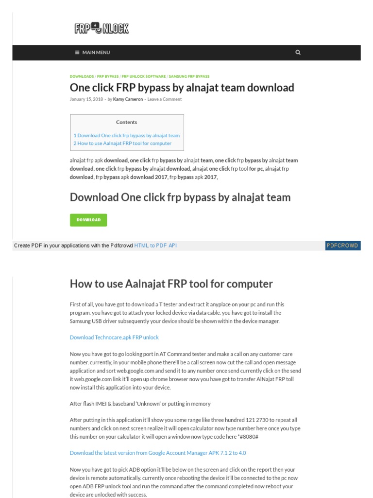 One Click FRP Bypass by Alnajat Team | PDF | Operating System Families | Software