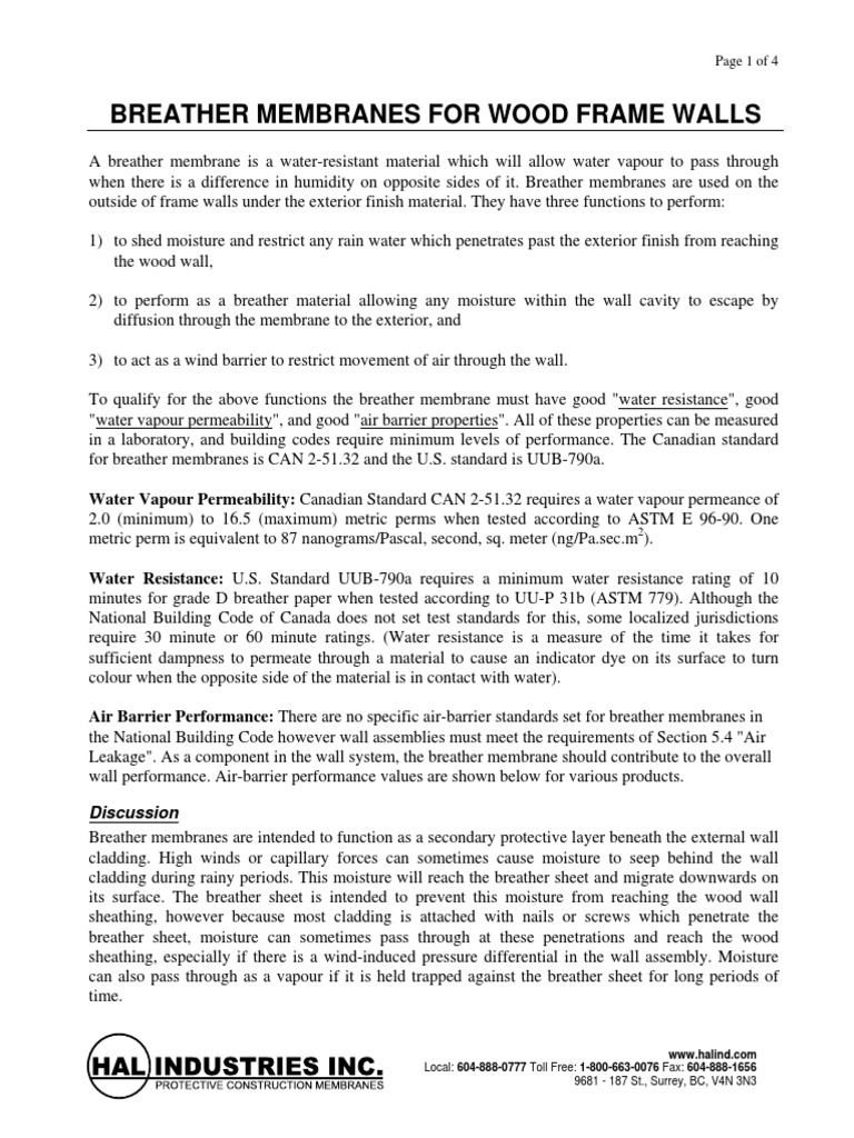 Breather Membranes For Wood Frame Walls | PDF | Wall | Architectural Design