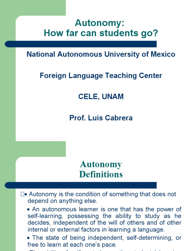 Autonomy Presentation By Dr Cabrera Download Free Pdf Applied