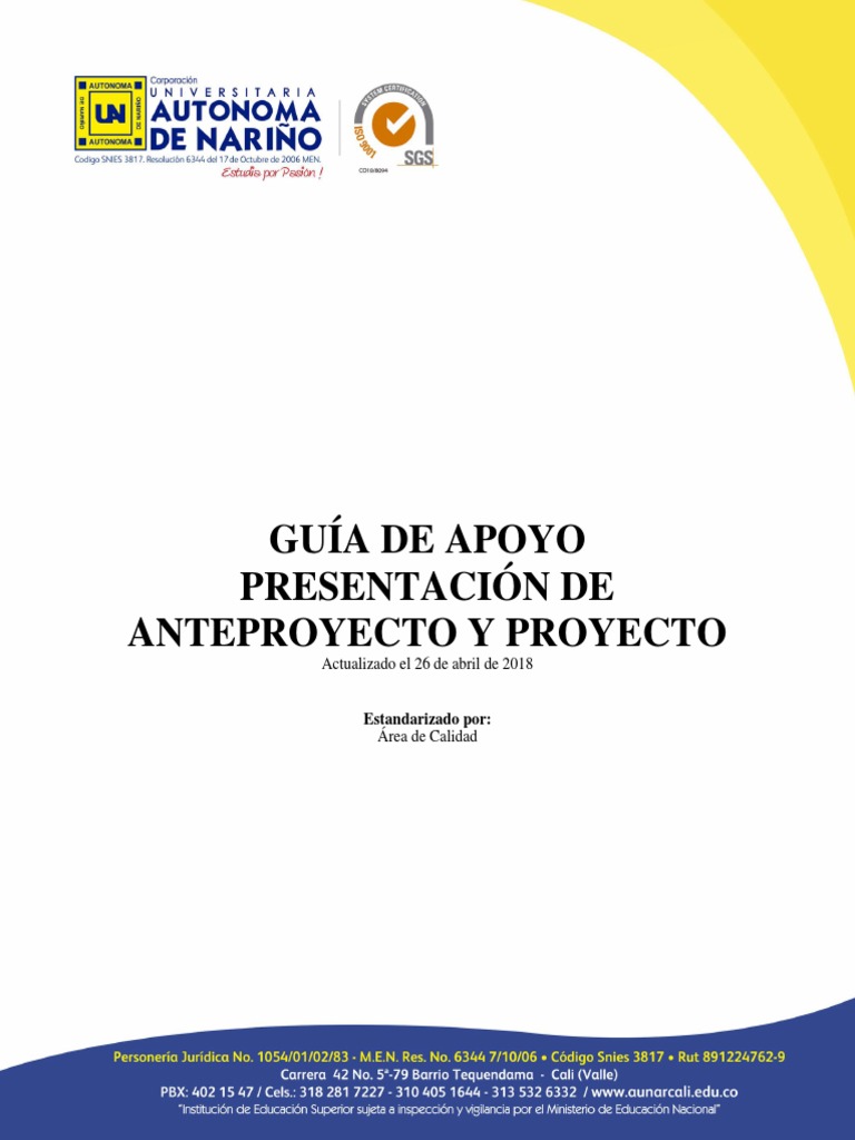Guia para Presentacion de Anteproyecto y Proyecto | PDF | Investigación ... Guia para Presentacion de Anteproyecto y Proyecto | PDF | Investigación ...