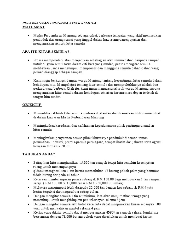 Program Kitar Semula | PDF