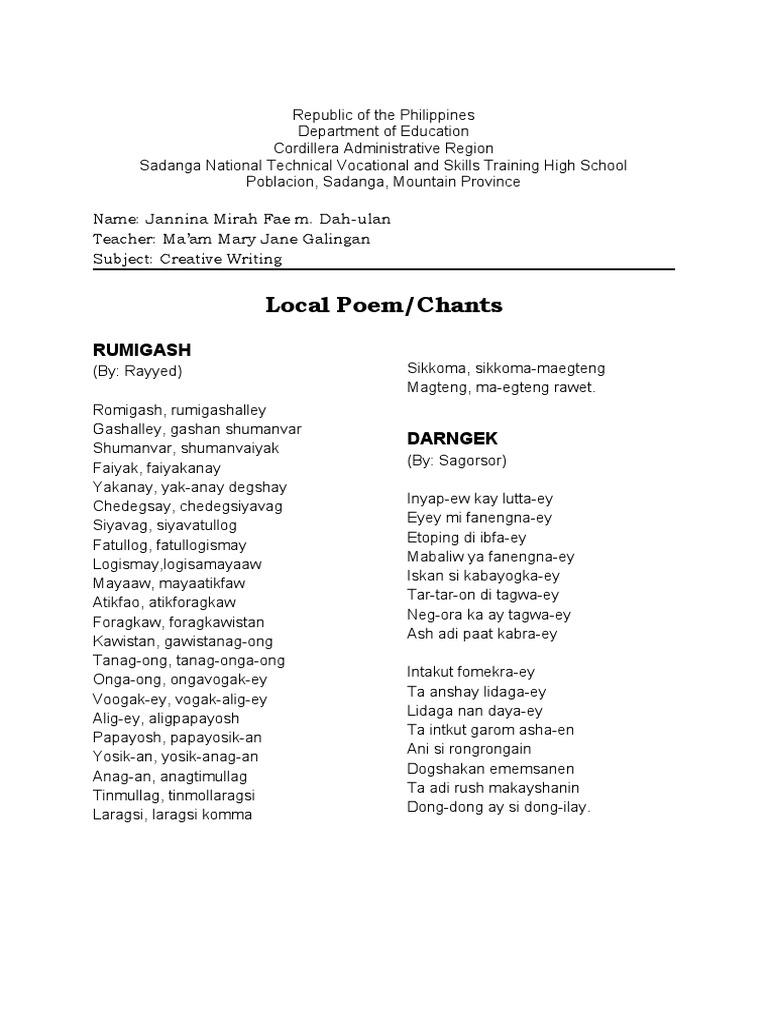 Local Poem/Chants: Rumigash | PDF