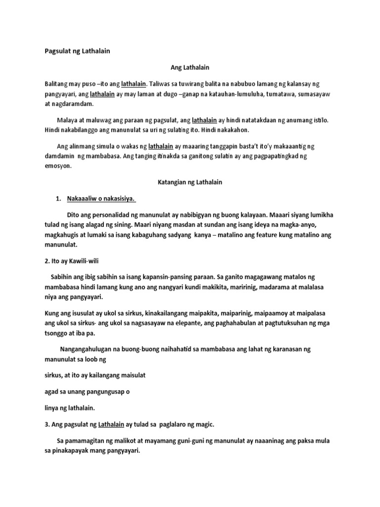Pagsulat NG Lathalain | PDF