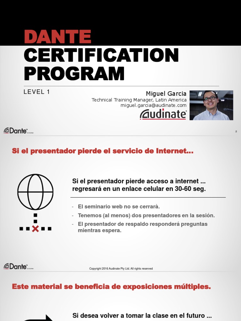 Level One Dante Certification Program Introduction Audinate Es Miguel ...