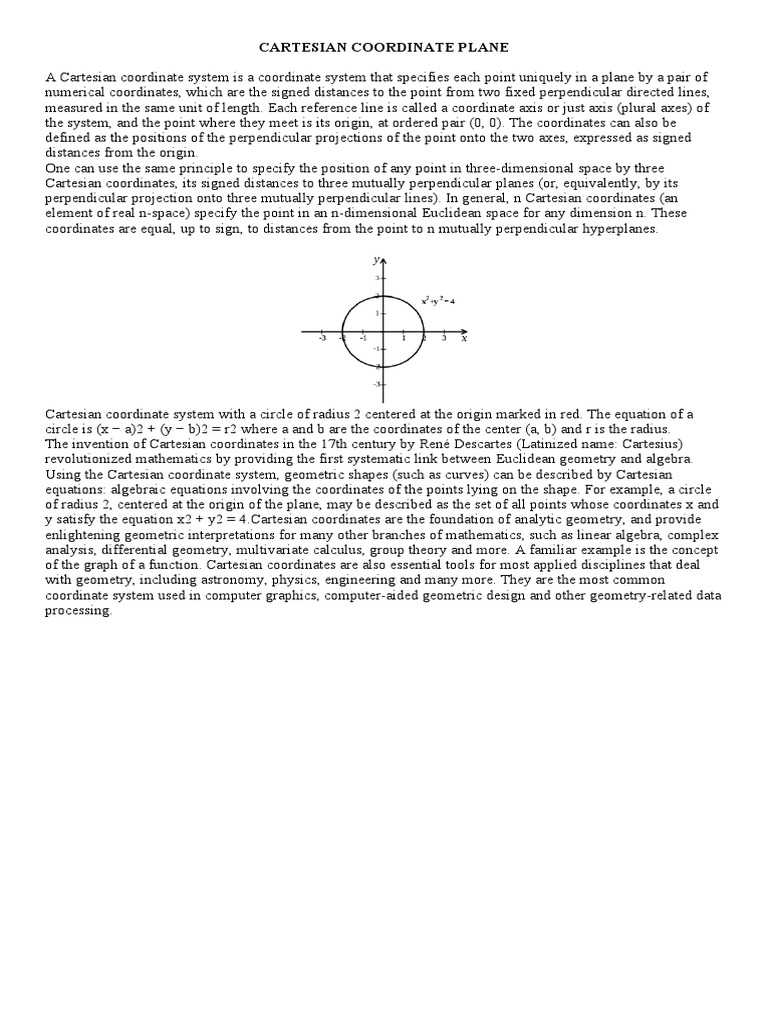 Understanding the Cartesian Plane | PDF | Cartesian Coordinate System ...