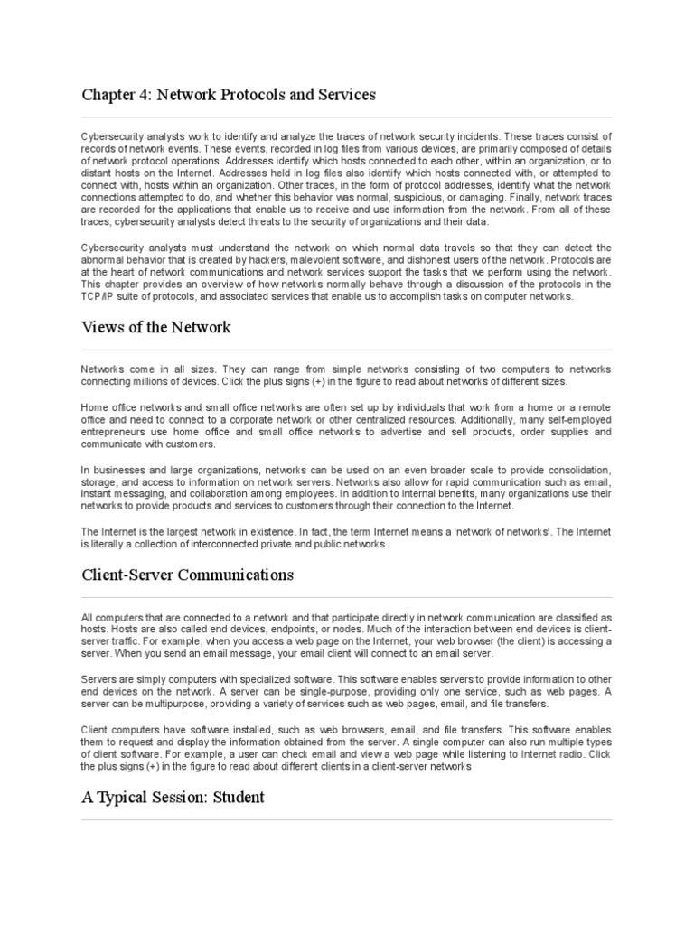 Chapter 4: Network Protocols and Services | PDF | Internet Protocols ...