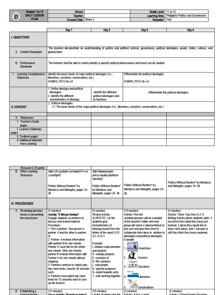 Exploring Political Ideologies: A Daily Lesson Plan on Liberalism ...