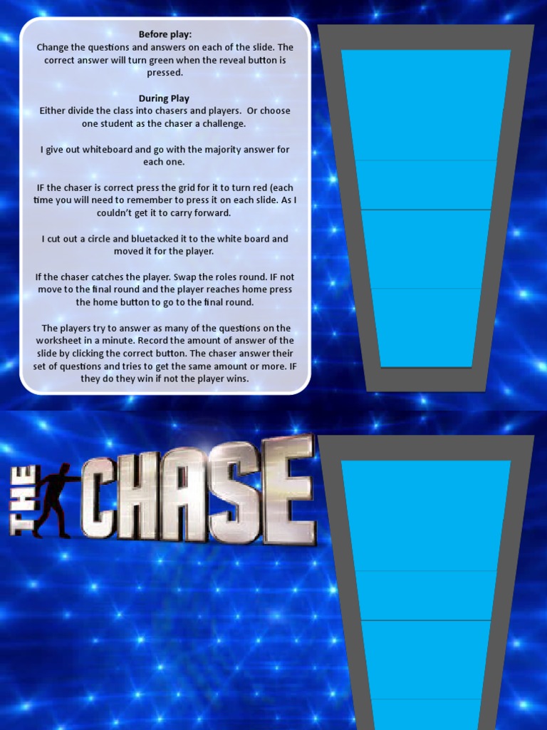 The Chase Template | PDF | Game Shows | Television Series