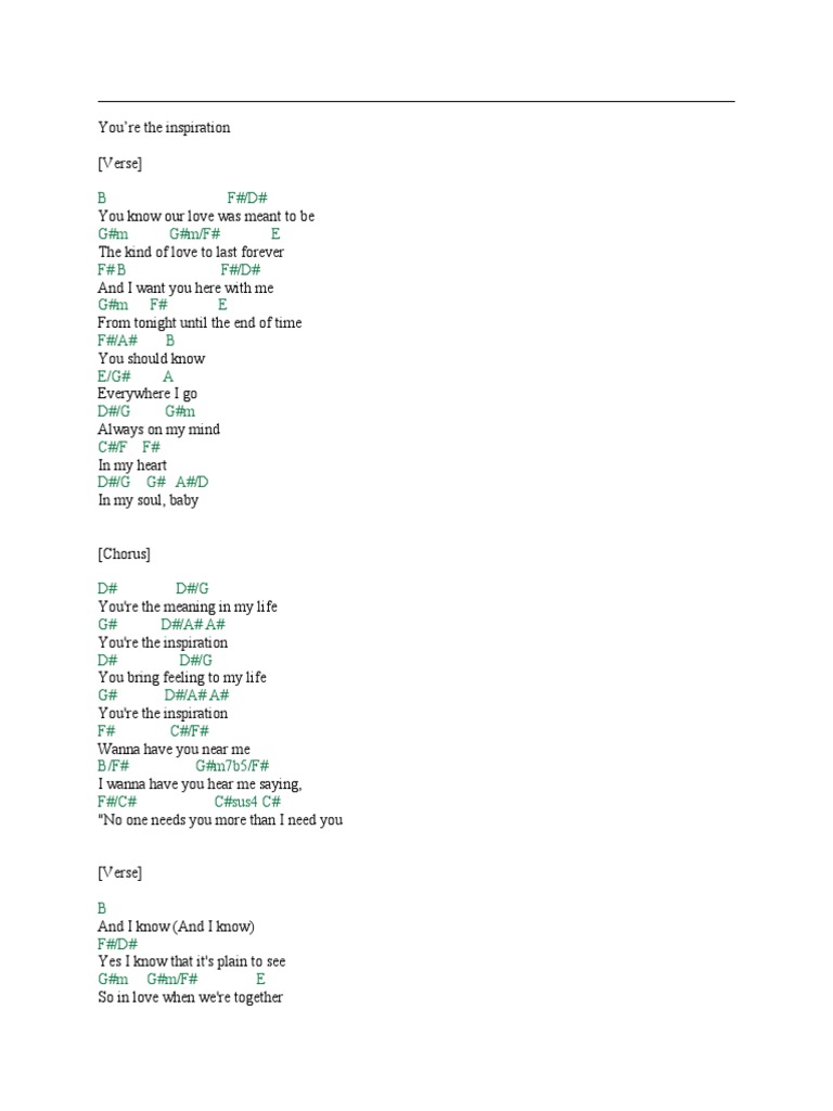 Youre The Inspiration Lyrics | PDF