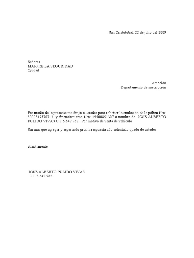 Carta de Anulacion | PDF