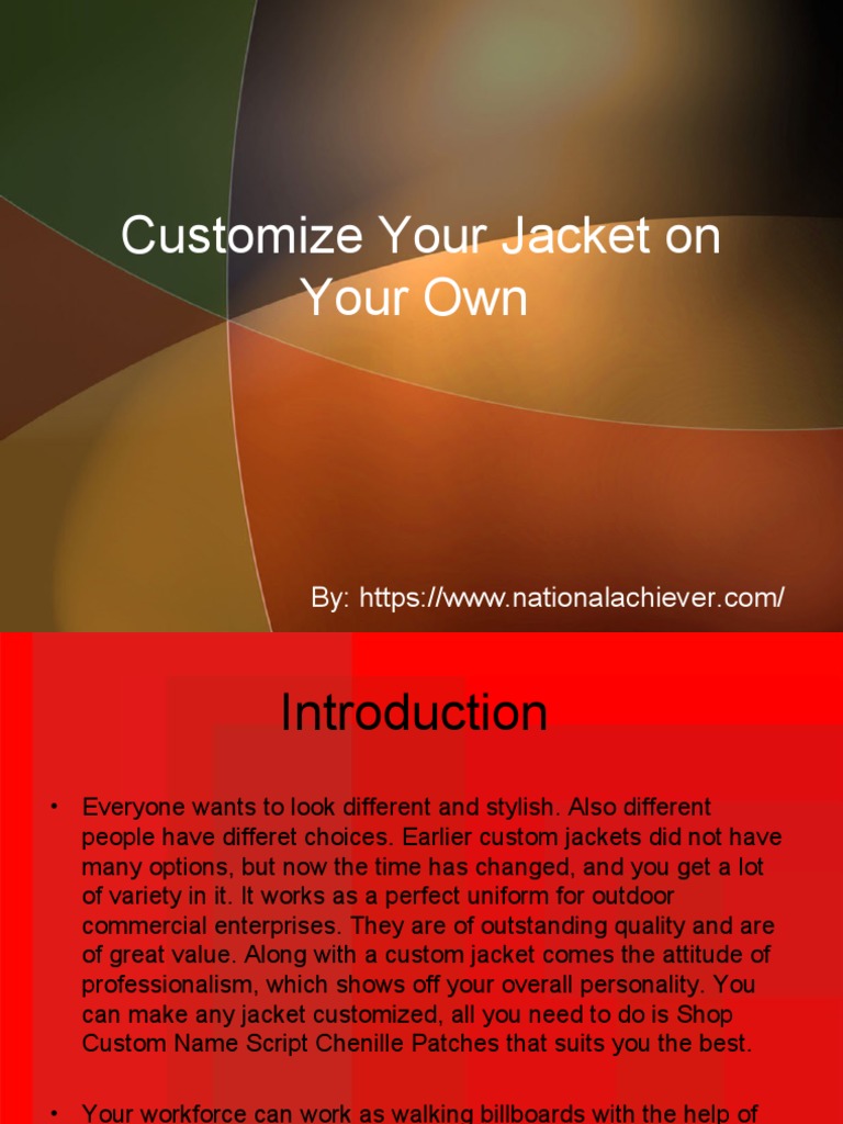 Customize Your Jacket On Your Own | PDF | Clothing | Consumer Goods