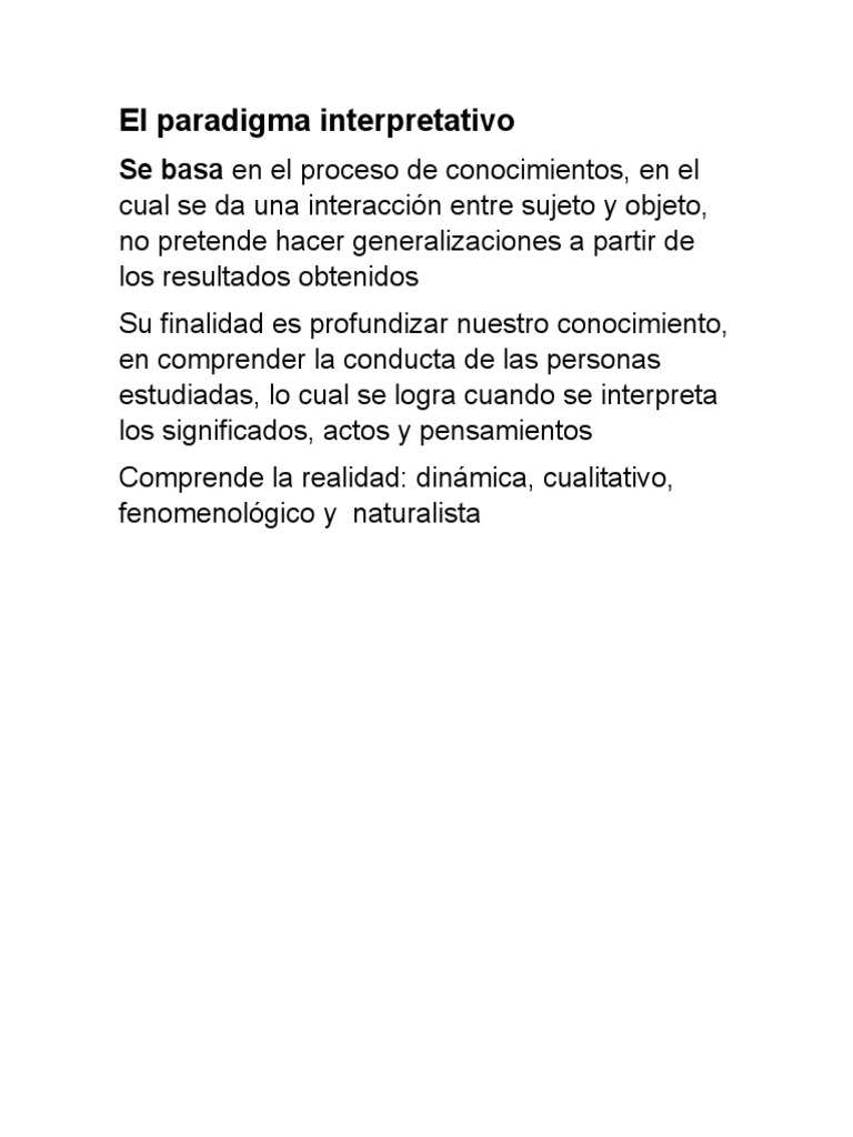 El Paradigma Interpretativo | PDF