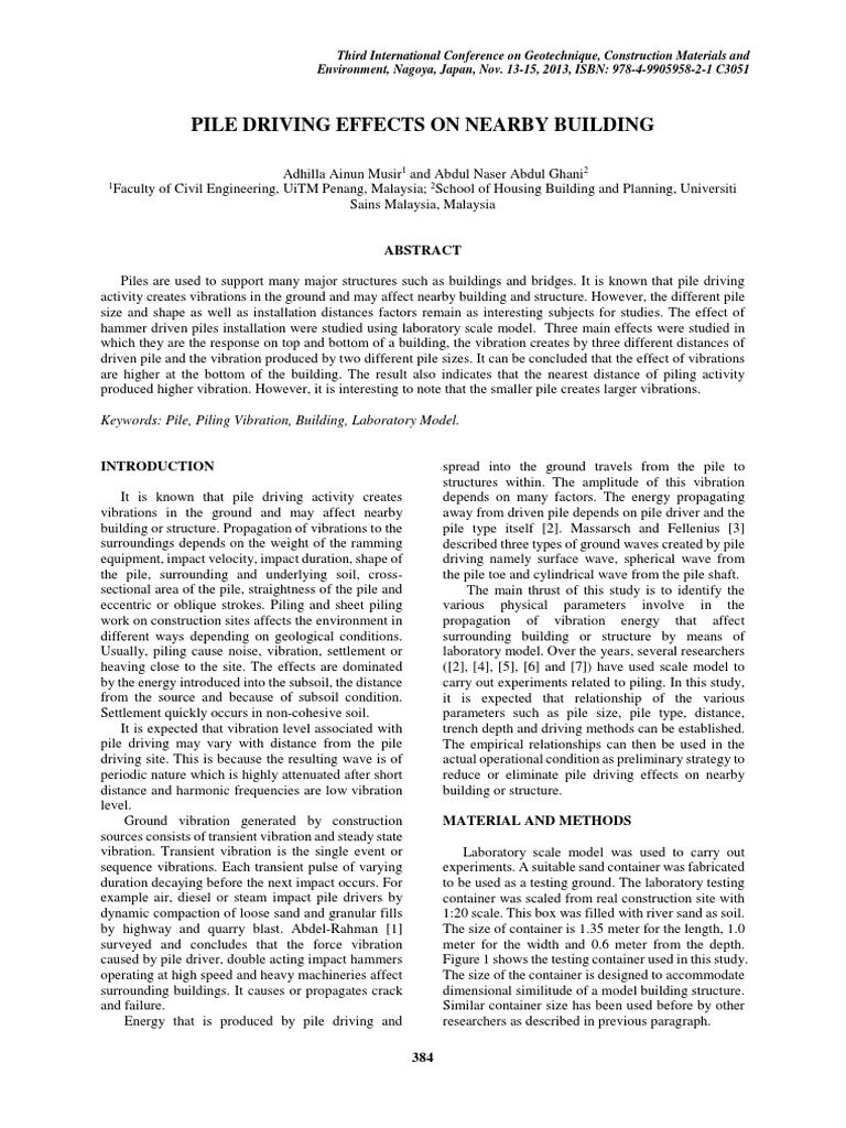 Pile Driving Effects on Nearby Buildings | PDF | Deep Foundation ...