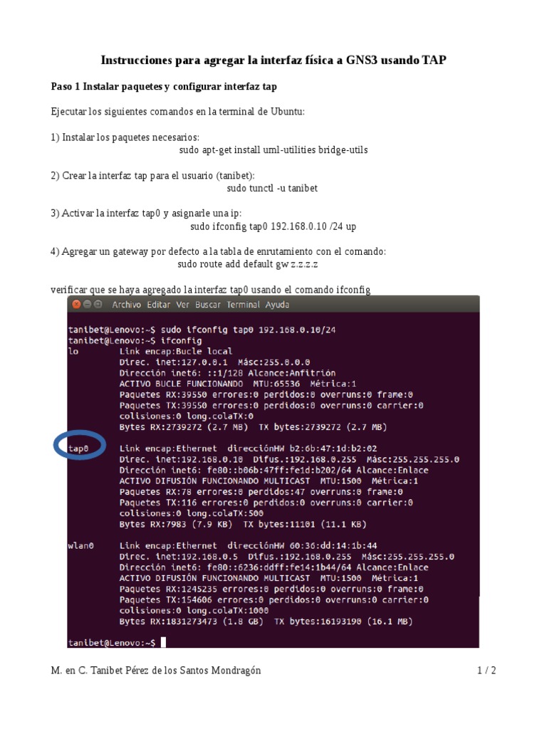 Instrucciones para Configurar Interfaz TAP PDF | PDF