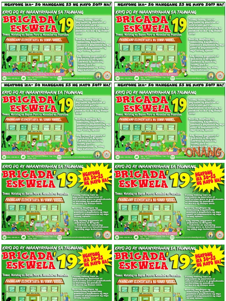 Brigada Eskwela 2019 Sample Flyers | PDF