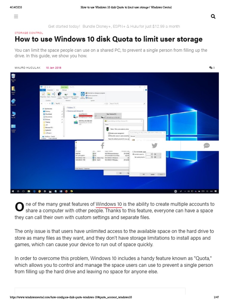 How To Use Windows 10 Disk Quota To Limit User Storage - Windows ...