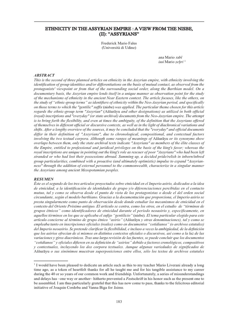 Assyrian Ethnicity | PDF | Assyria | Ethnic Groups