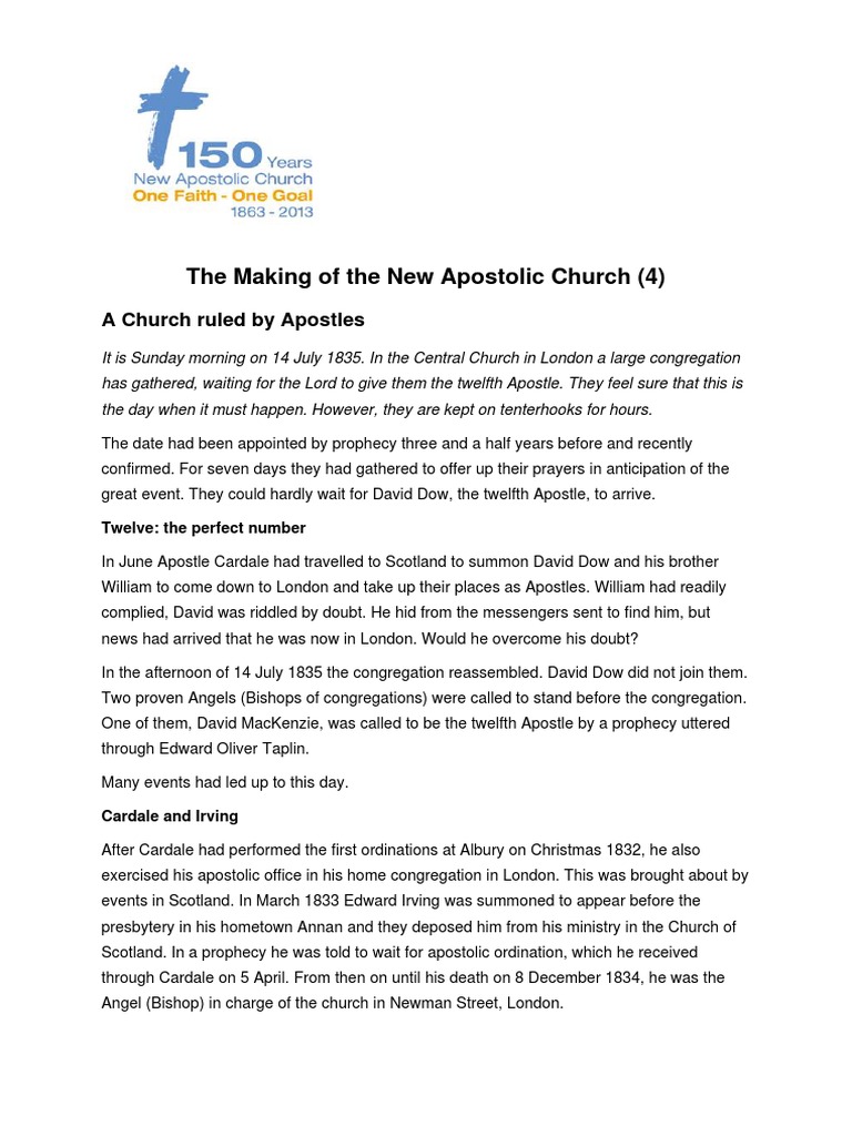 The Making of The New Apostolic Church (4) : A Church Ruled by Apostles ...