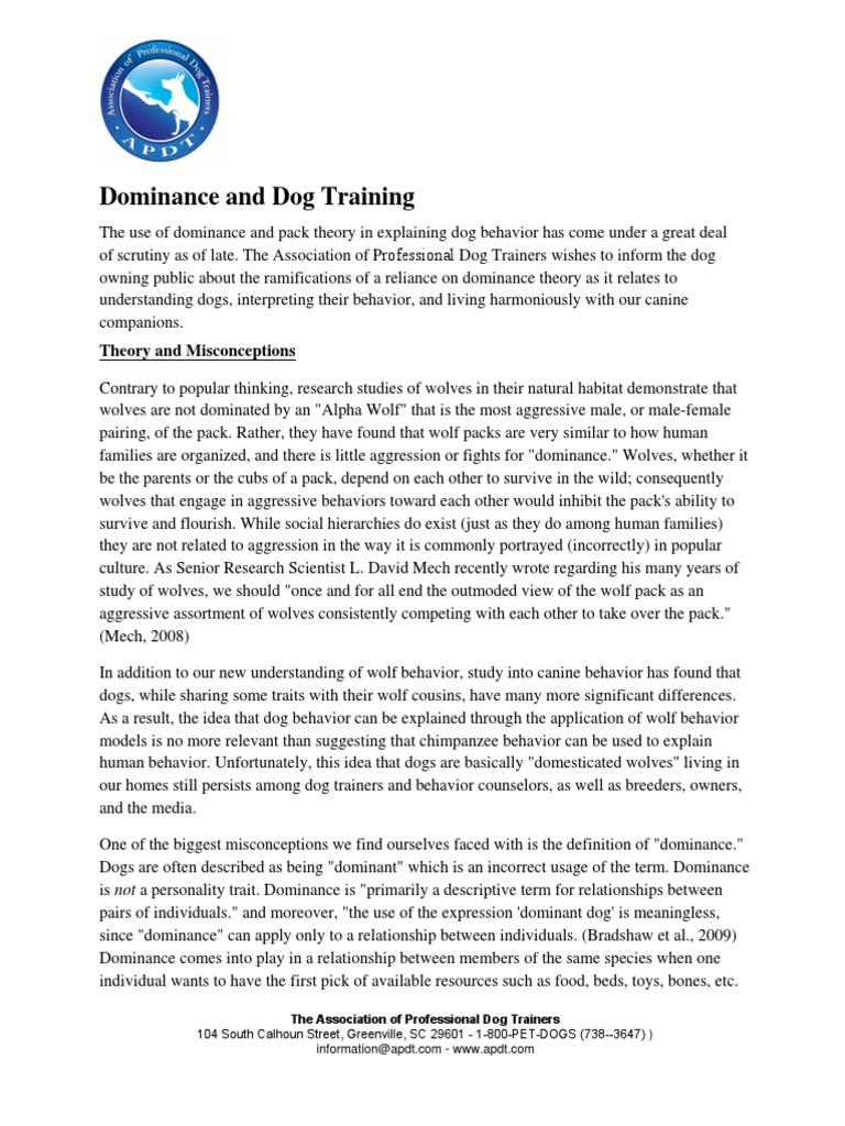 Dominance and Dog Training | PDF | Pack (Canine) | Dog Training