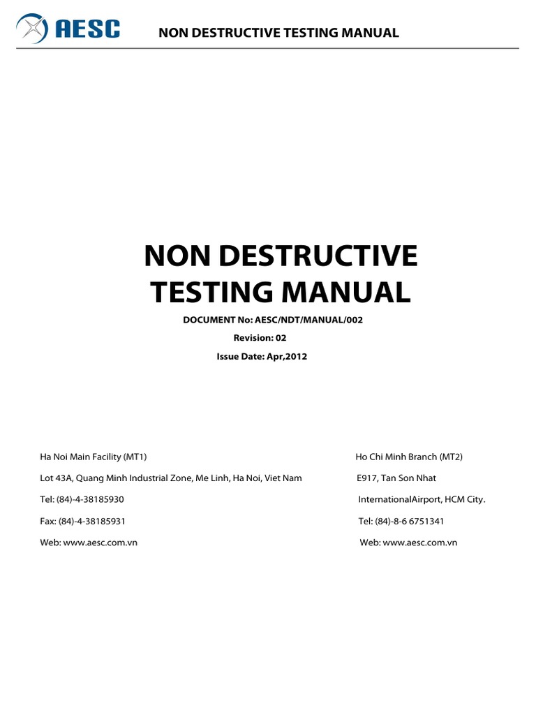 NDT Manual for Aerospace Applications | PDF | Nondestructive Testing ...