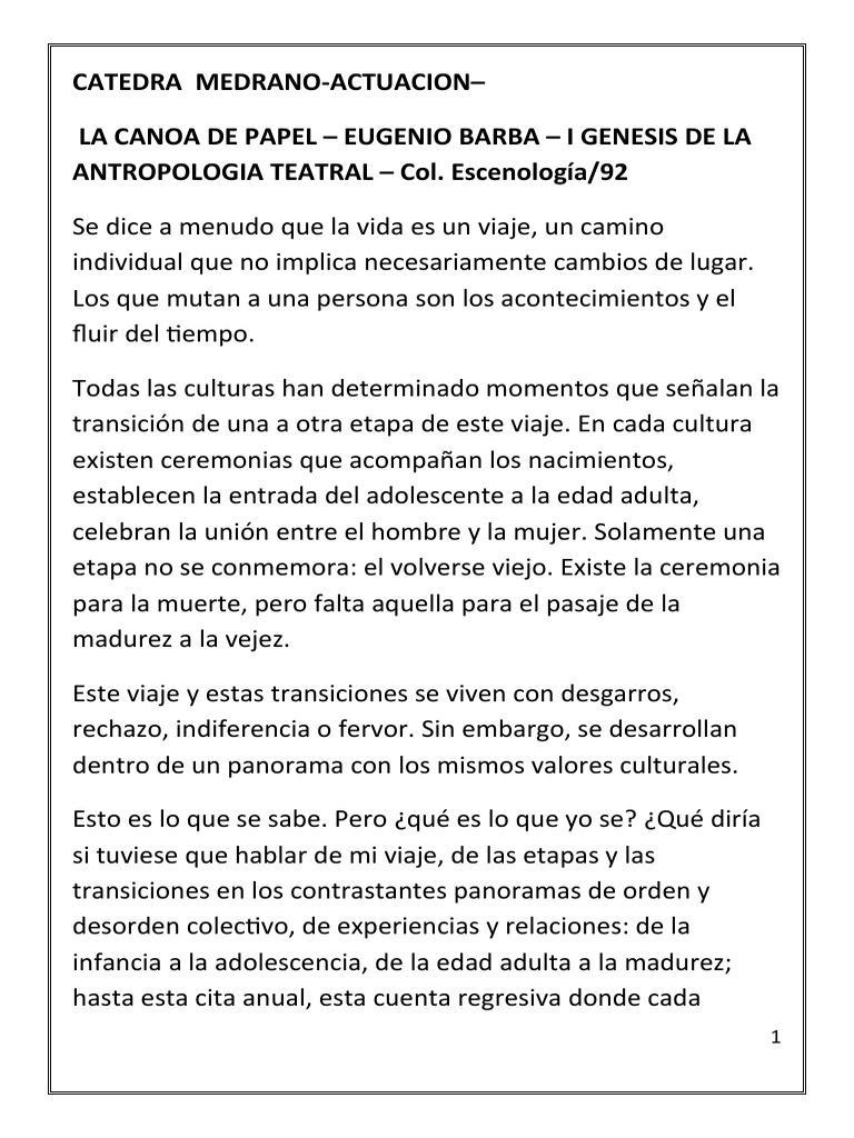 La Canoa de Papel | PDF | Teatro | Adultos