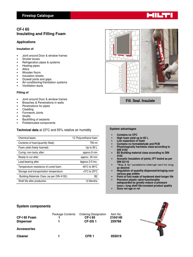 CF-I 65 Technical Data Sheet | PDF | Foam | Pipe (Fluid Conveyance)