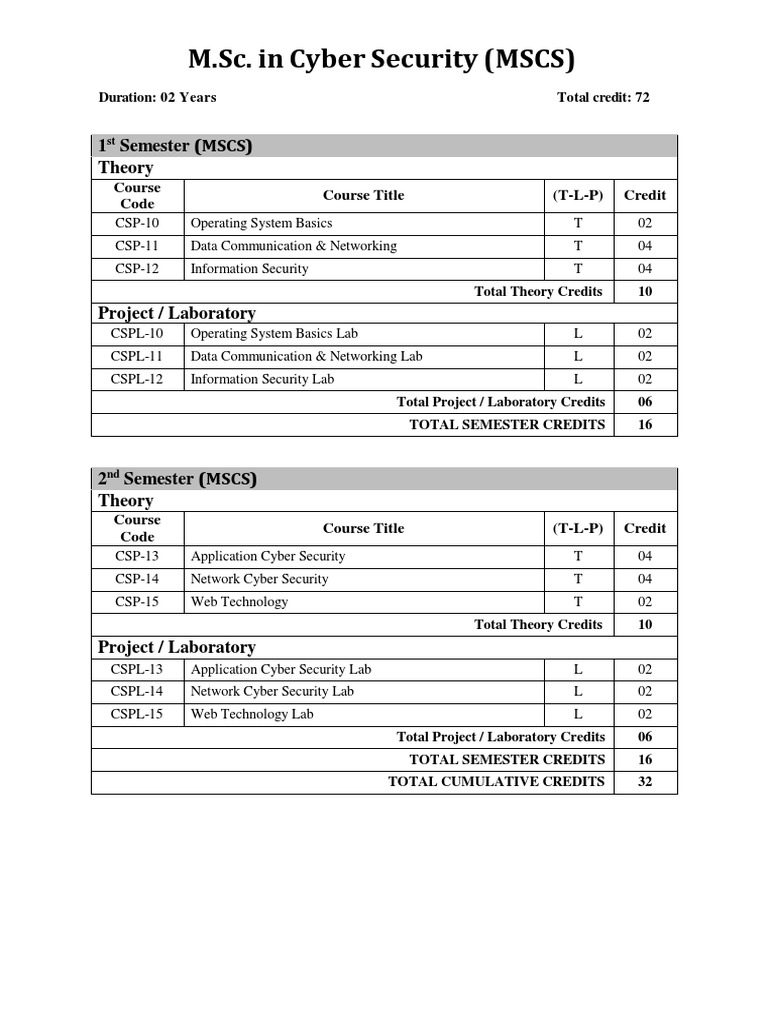 Master of Science in Cyber Security (MSCS) 2-Year Program Overview | PDF | Cascading Style ...