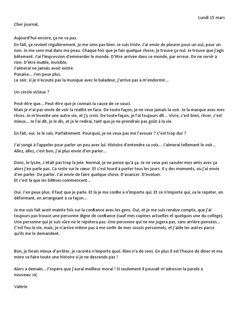 Journal Intime Exemple 2 | PDF