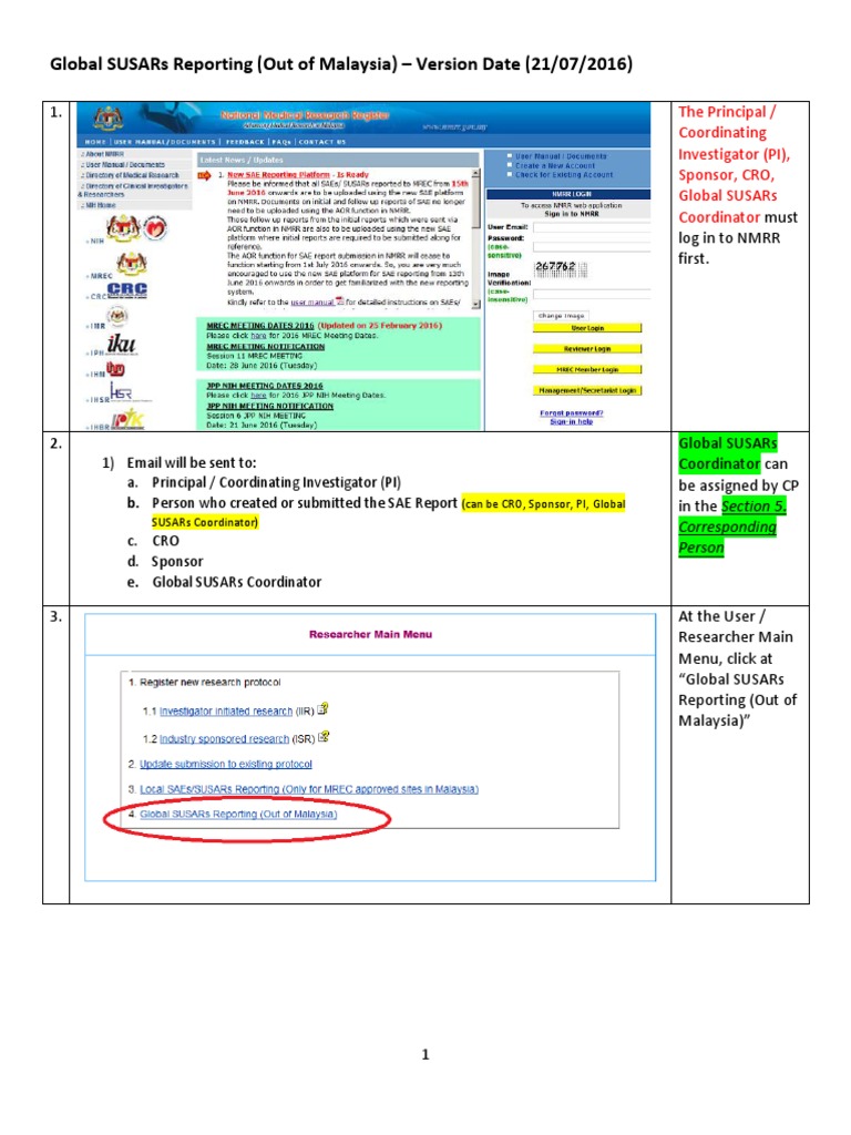 Global SUSARs Reporting Guide Malaysia | PDF | Computer Mediated ...