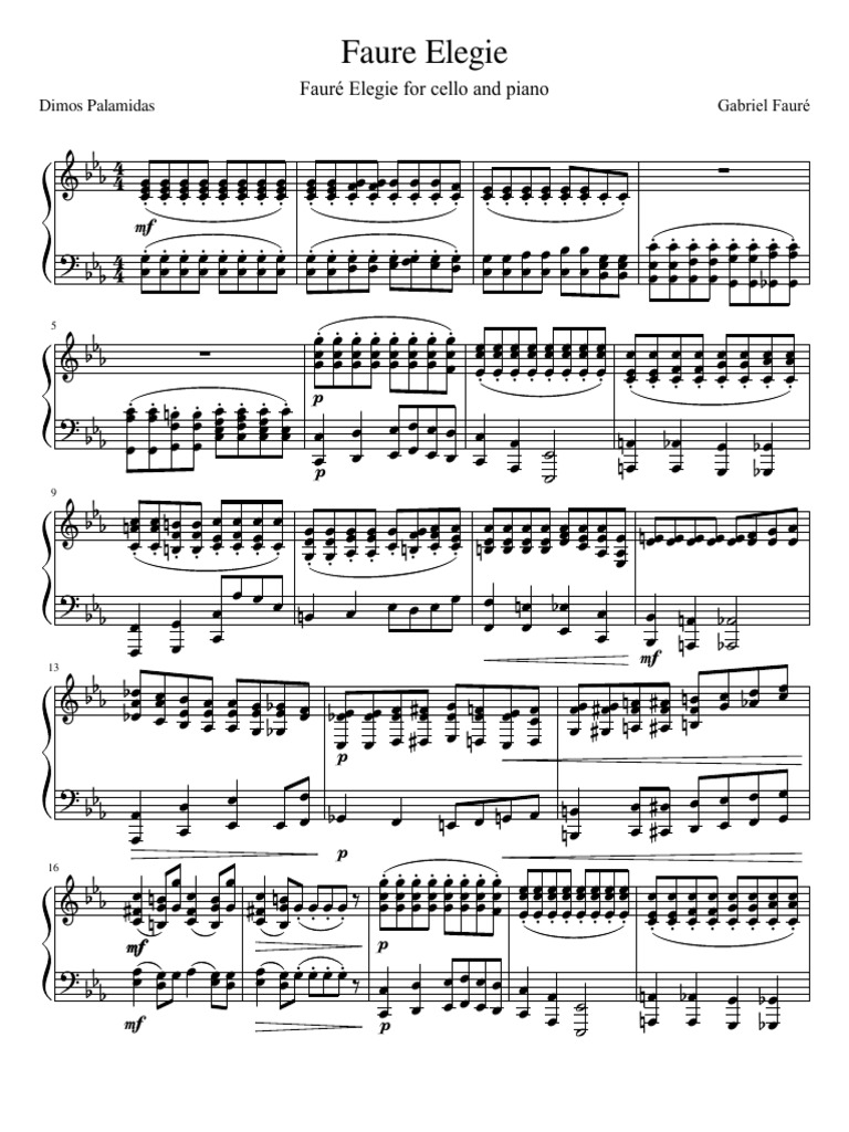 Faure Elegie: Fauré Elegie For Cello and Piano | PDF | Compositions ...