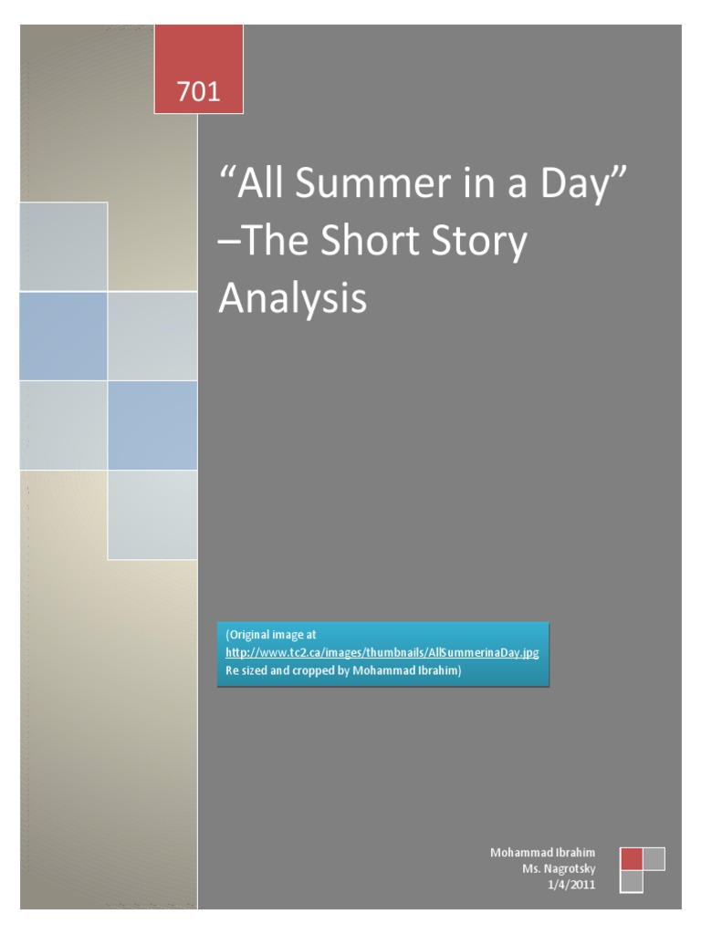 All Summer in A Day Short Story Analysis | PDF | Social Science
