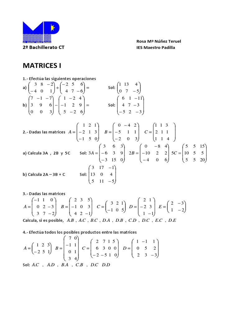 Matrices I | PDF | Matriz (Matemáticas) | Teoría de la matriz