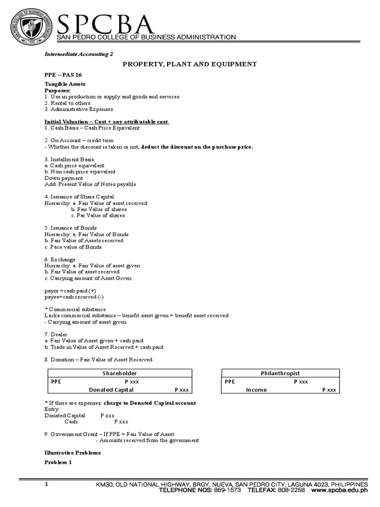 Property, Plant and Equipment: Ppe - Pas 16 Tangible Assets Purposes ...