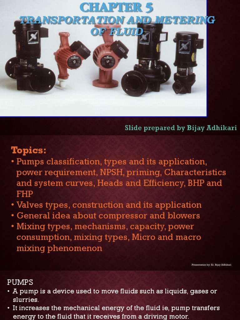 Transportation and Metering of Fluid | PDF | Pump | Flow Measurement