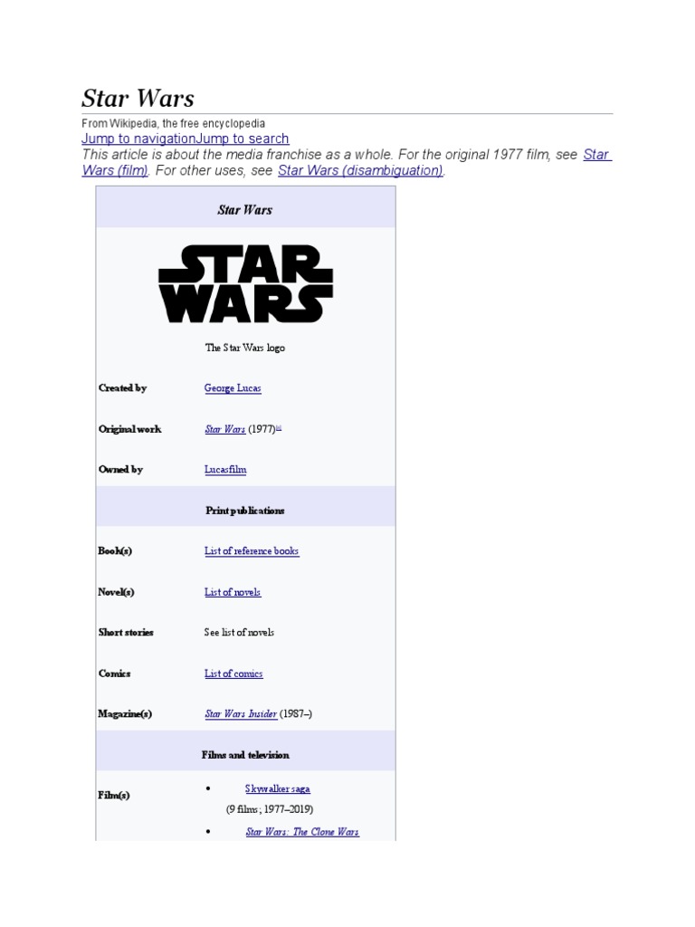 Star Wars: Jump To Navigation Jump To Search | PDF | Galactic Empire ...