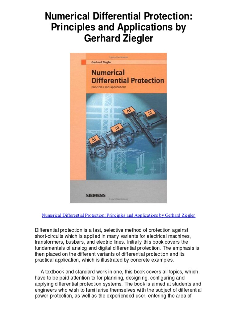 Numerical Differential Protection Principles and Applications by ...
