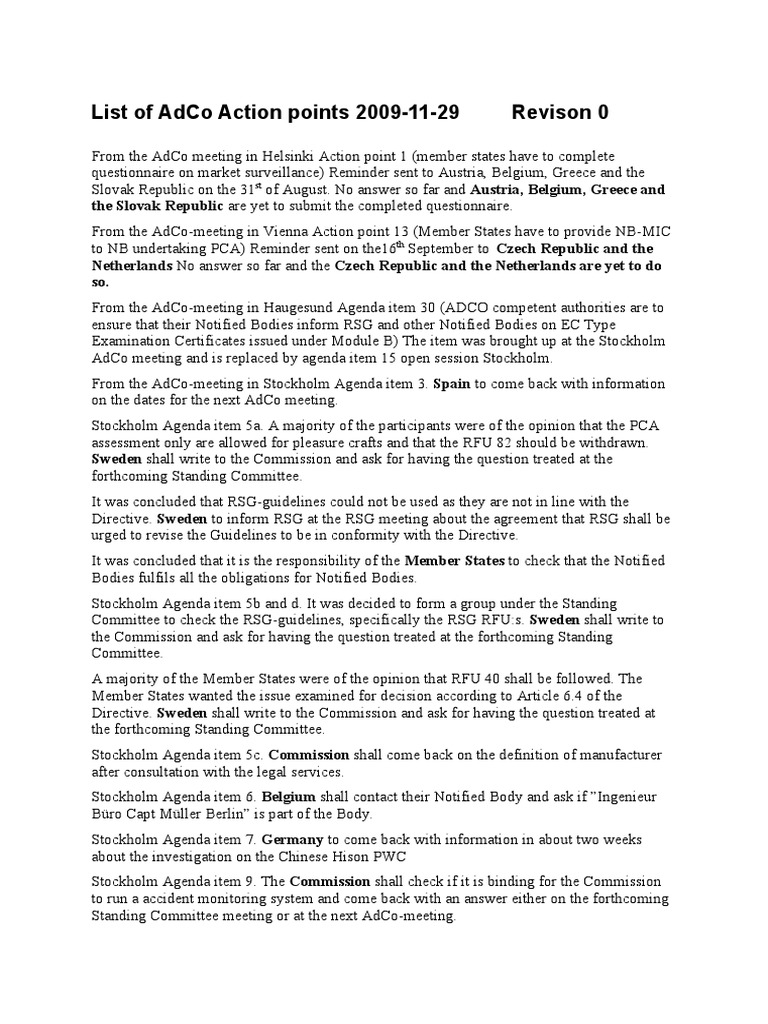 List of Adco Action Points 2009-11-29 Revison 0 | Download Free PDF ...