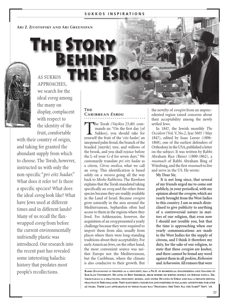 The Story Behind The Esrog by Ari Z. Zivotofsky and Ari Greenspan | PDF ...
