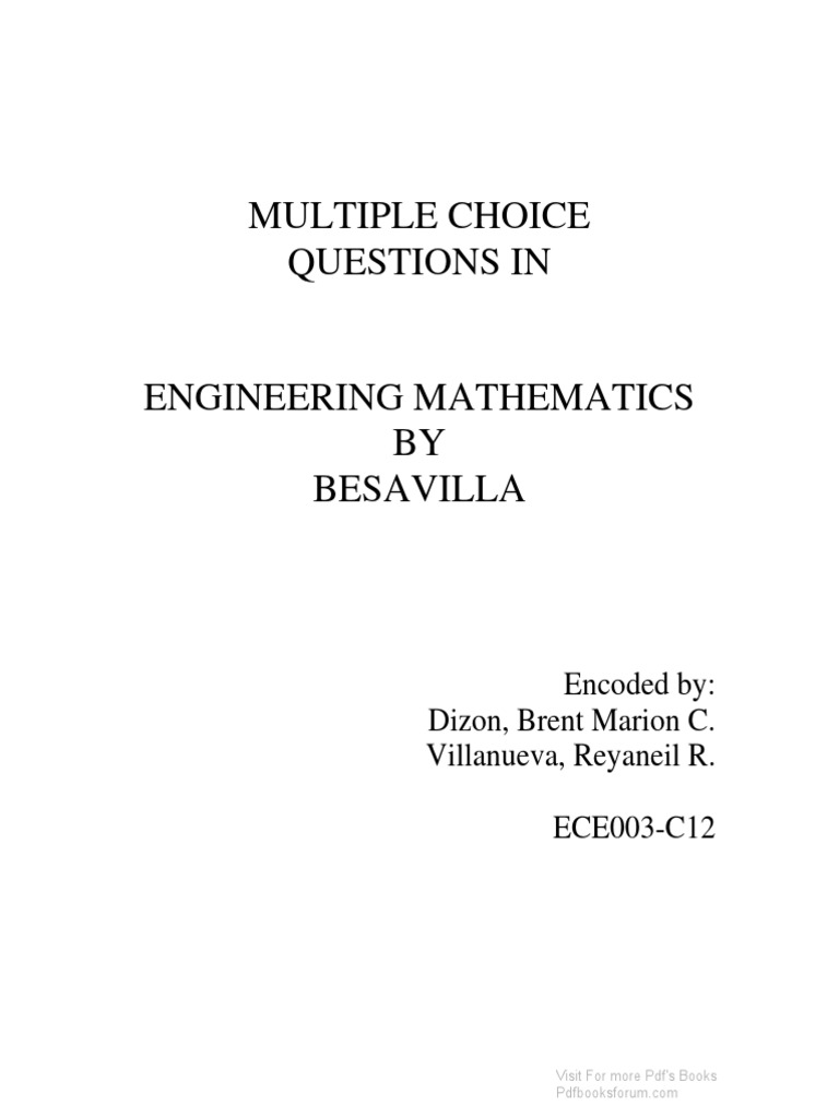 MULTIPLE CHOICE QUESTIONS in ENGINEERING MATHEMATICS Besavilla, Jr. VOL1 PDF | PDF | Tangent | Slope
