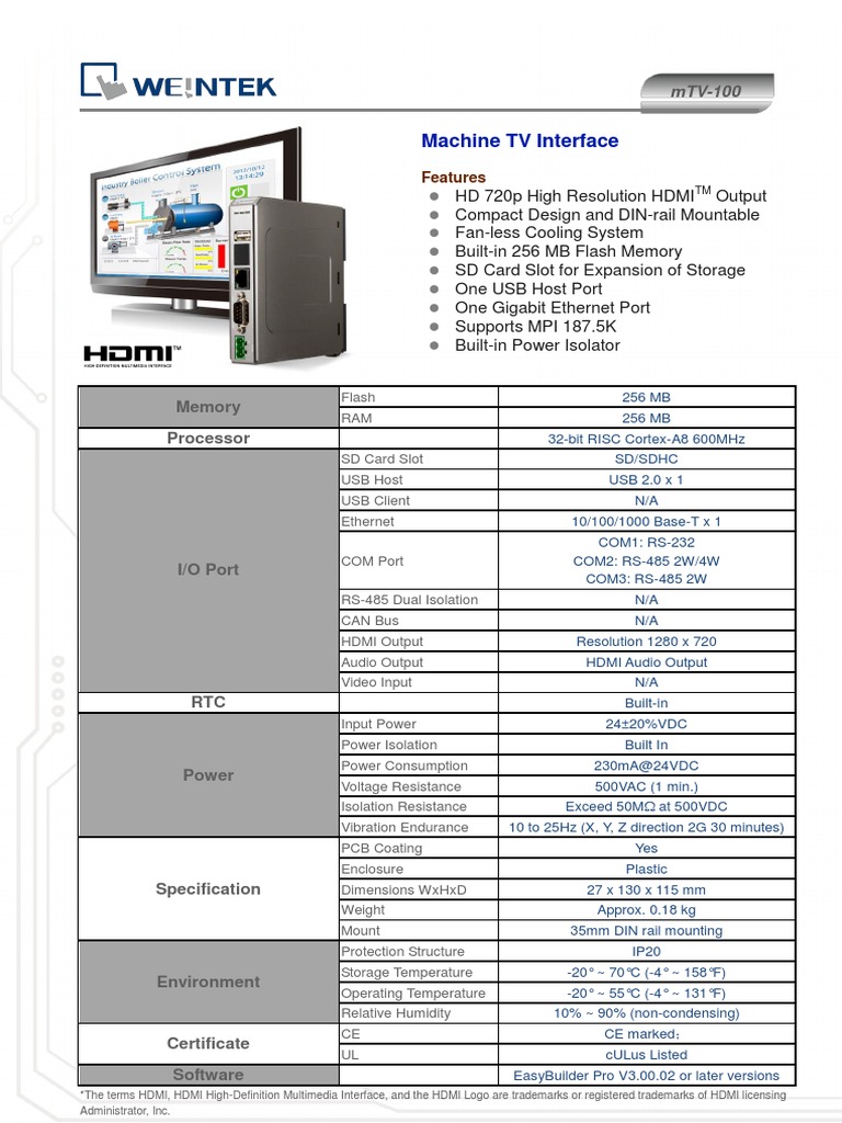 Machine TV Interface: Memory Processor | PDF | Hdmi | Usb
