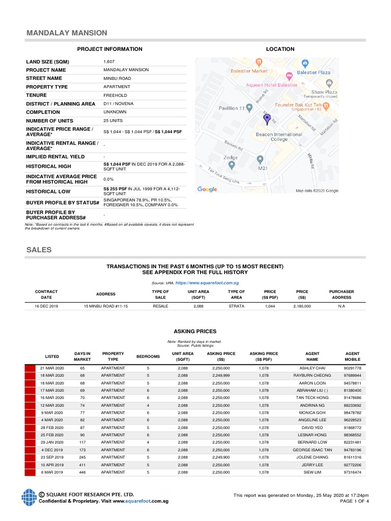 Mandalay Mansion Overview and Pricing | PDF | Prices | Business