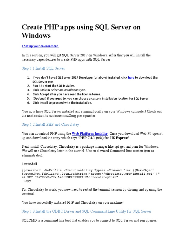 Create PHP Apps Using SQL Server On Windows | PDF | Microsoft Sql ...
