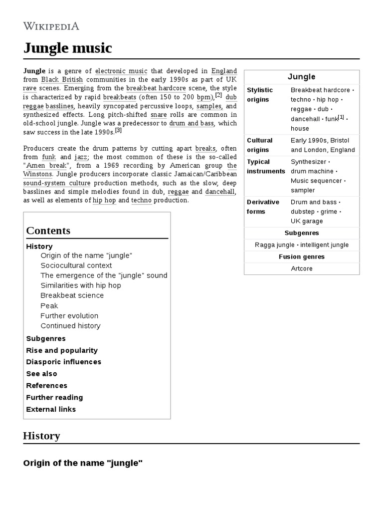 Jungle Music: Jungle Is A Genre of Electronic Music That Developed in ...