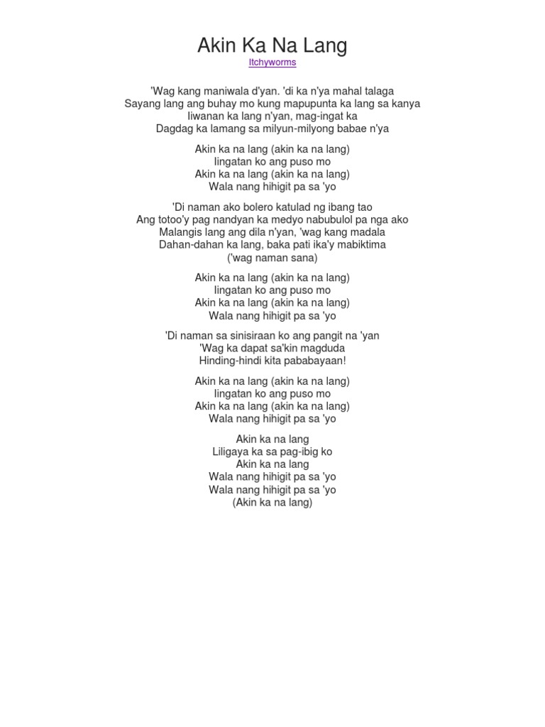 Akin Ka Nalang Lyrics And Chords Jm De Guzman Store ...