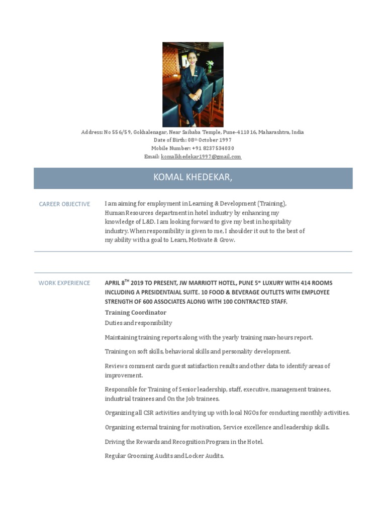 CV OF Komal PDF | PDF | Hotel | Human Resources